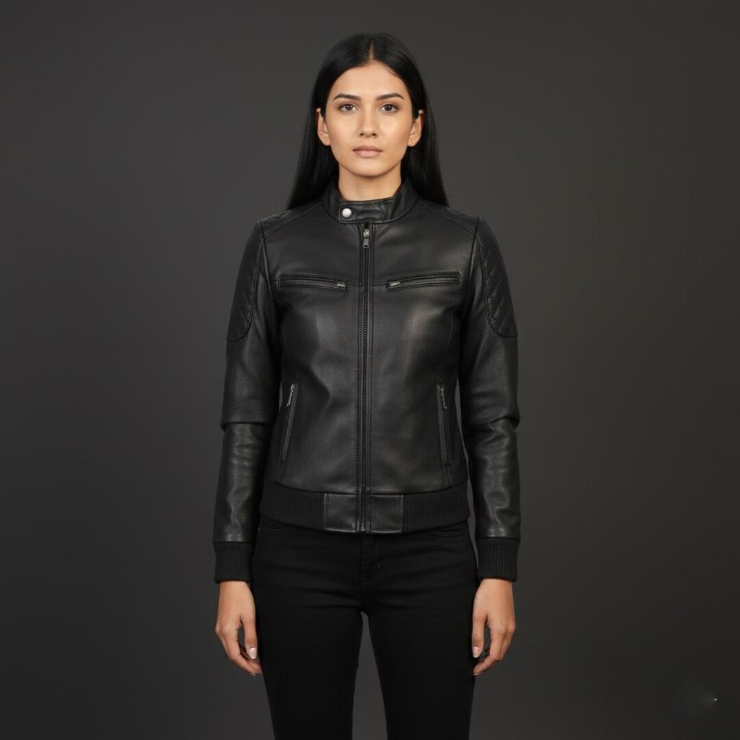 Women's Genuine Black Leather Biker Jacket Soft Premium Leather ...