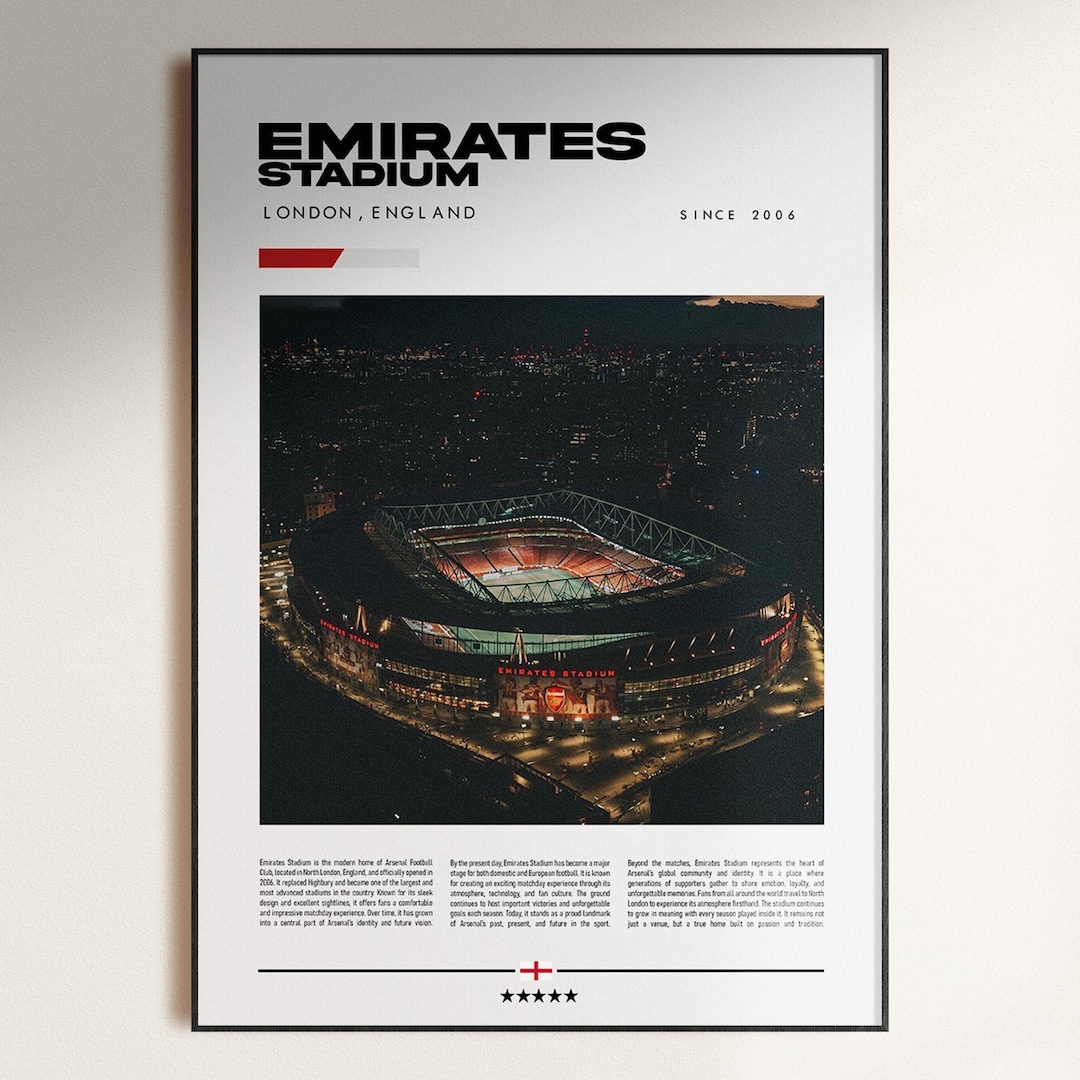 Arsenal Poster, Emirates Stadium Poster, Arsenal Fan Gifts, Arsenal ...