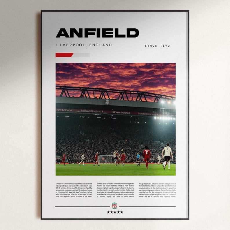 Anfield Stadium Poster, Liverpool Stadium Poster, Liverpool FC Wall Art ...