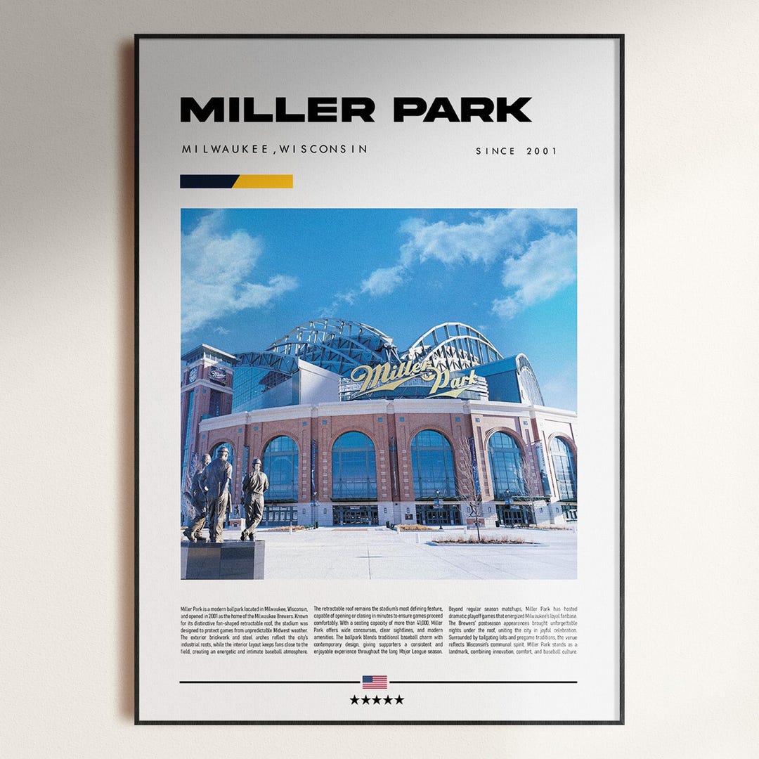 Miller Park Poster, Milwaukee Brewers Poster, Milwaukee Brewers Fan ...