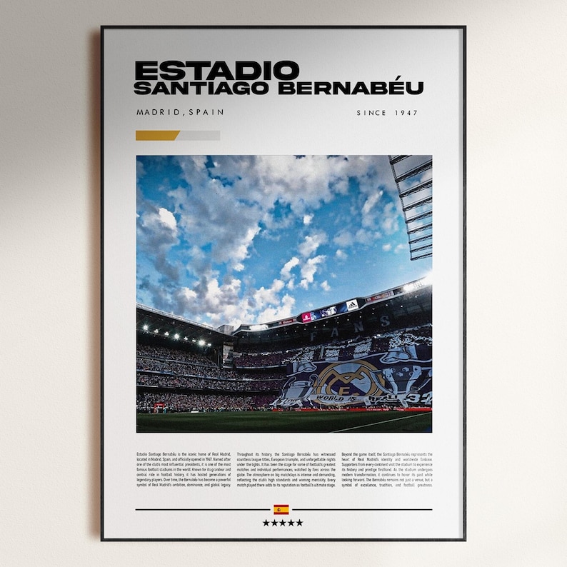 Santiago Bernabéu Stadium Poster, Real Madrid Poster, Real Madrid Gift ...
