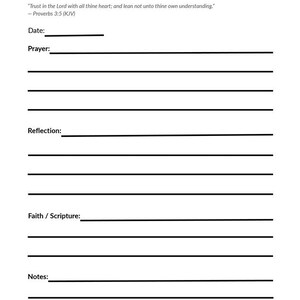 Faith Based Prayer Journal Printable, Christian Daily Reflection ...