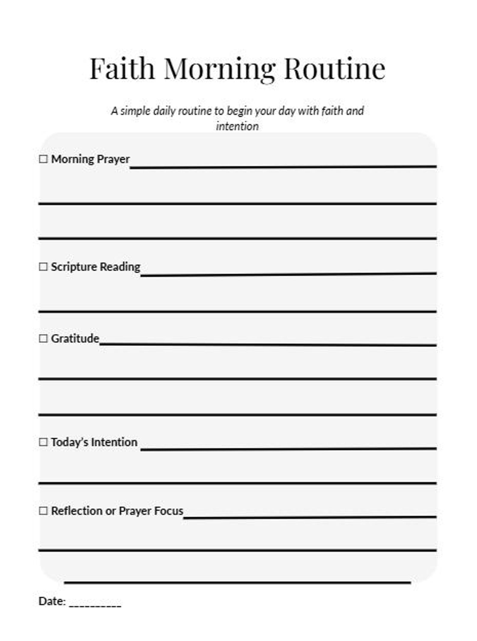 Faith Morning Routine Printable, Christian Daily Routine PDF, Simple ...