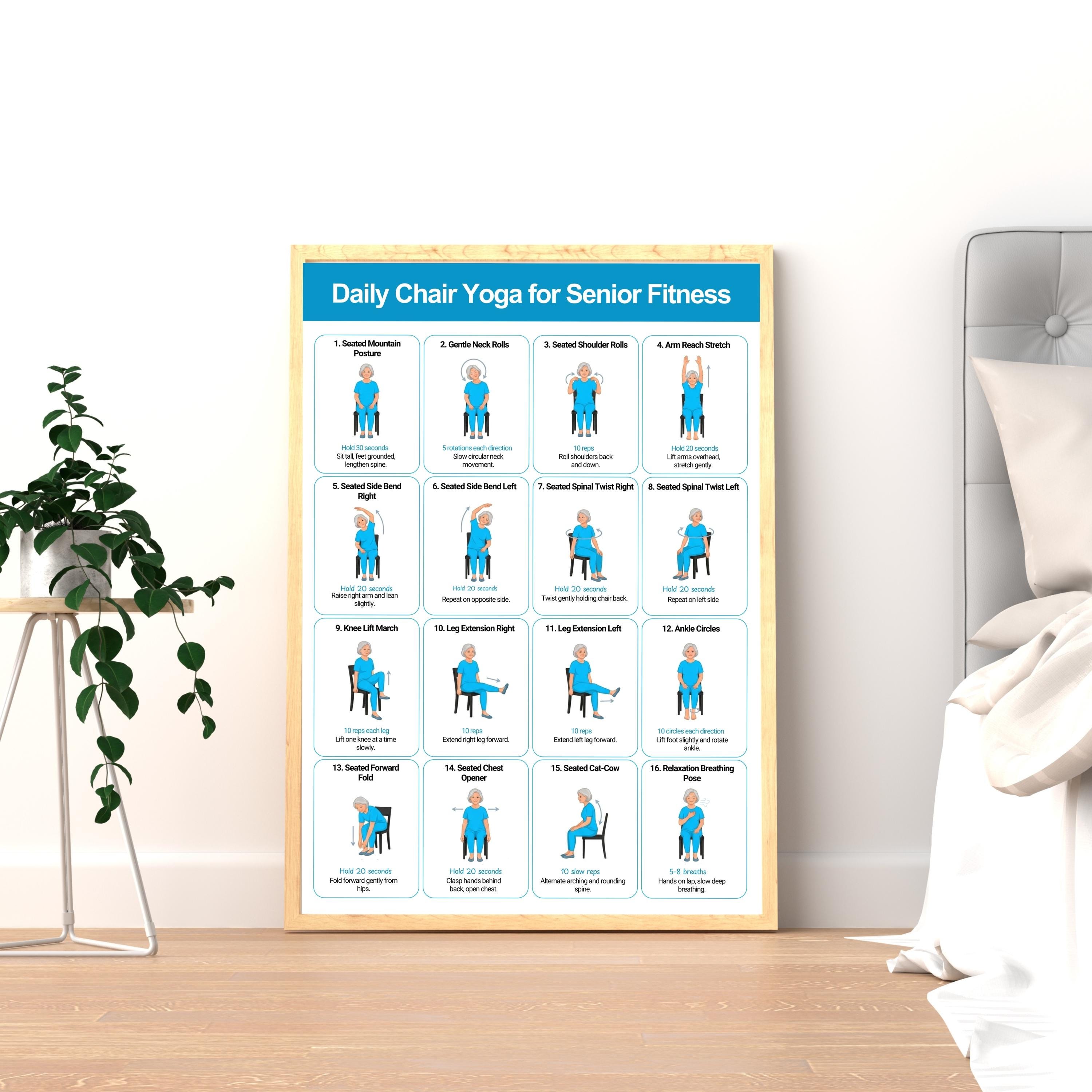 Chair Yoga for Seniors | Printable Seated Chair Yoga Chart Digital ...