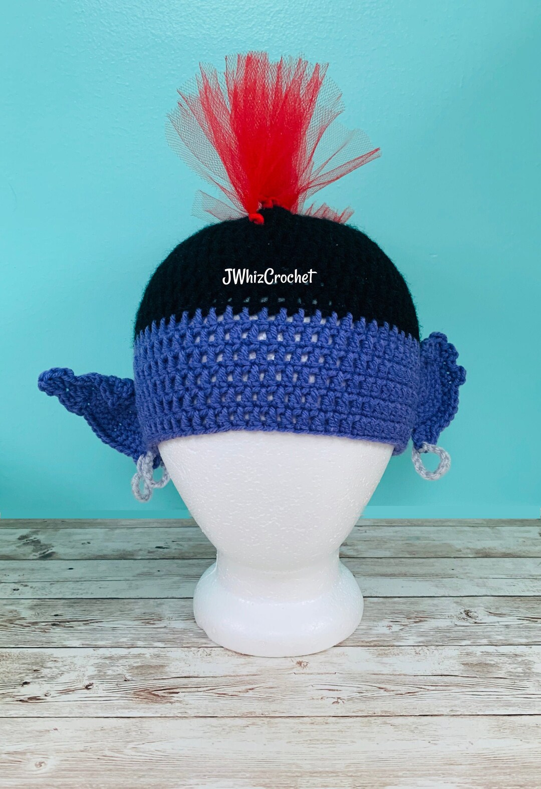 Crochet Queen Barb Troll Hat, Trolls World Tour Wig Hat, Size Newborn ...