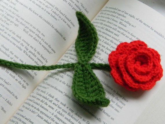 Crochet Rose Bookmark Valentine's Day Gift Rose Beauty | Etsy
