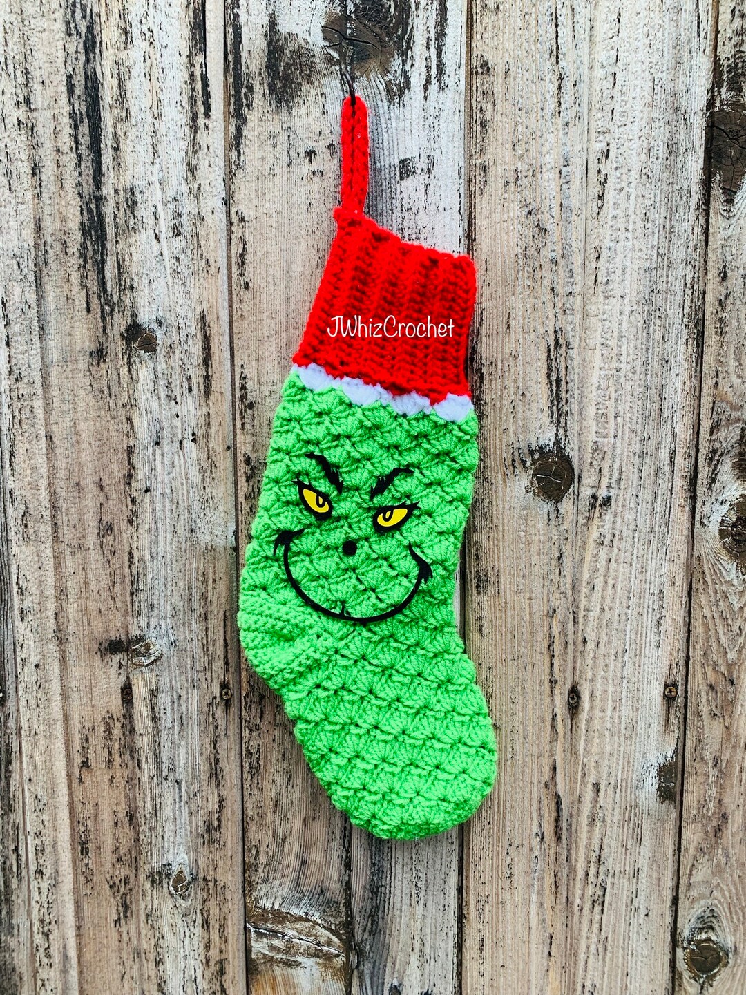 Crochet the Grinch Christmas Stocking, Grinch Stocking, Custom ...