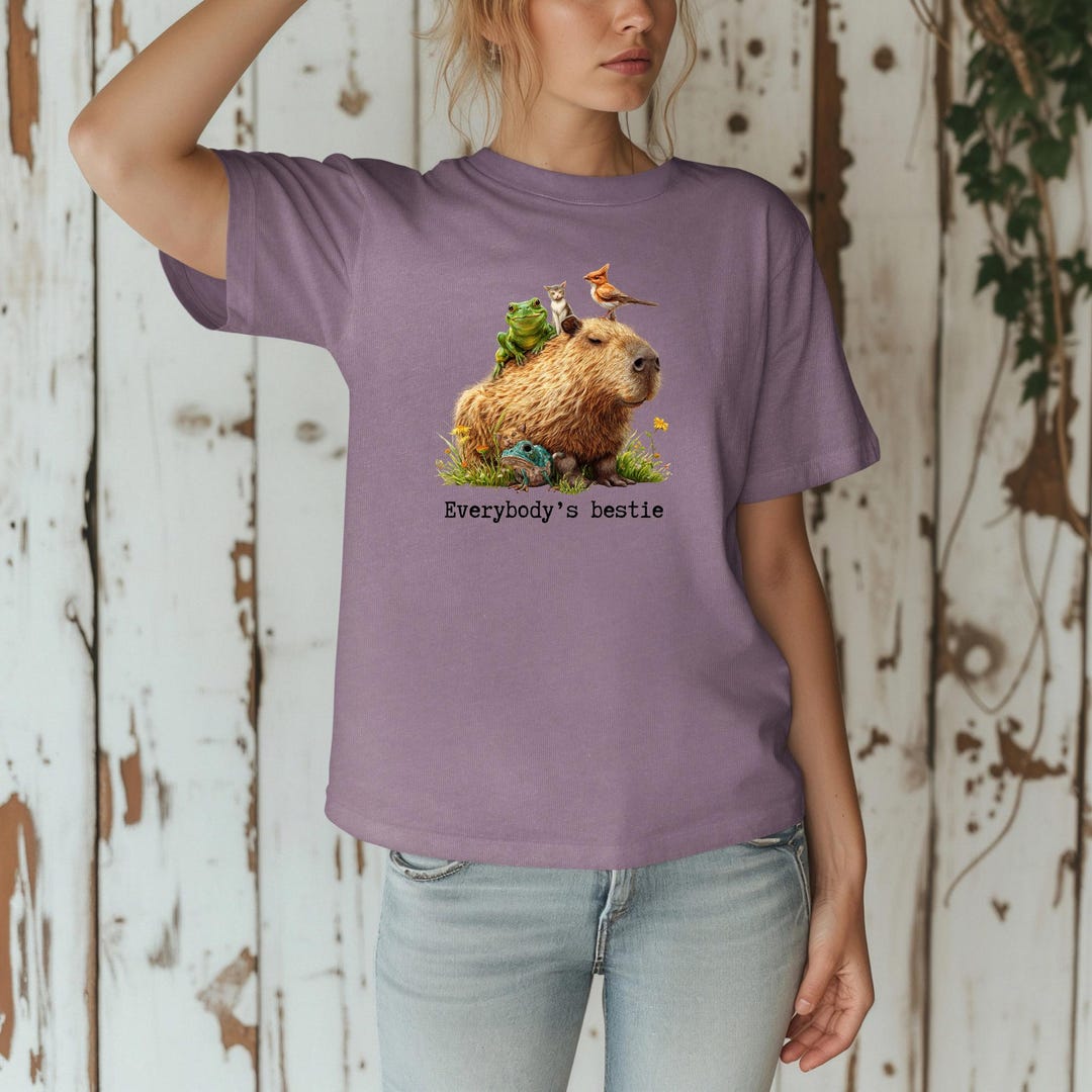 Everybody’s Bestie Capybara Shirt, Animal Friends Graphic Tee, Cappy ...