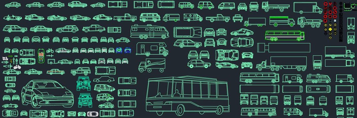 Transportation CAD Blocks | Vehicles, Cars, Buses & Trucks | Autocad ...