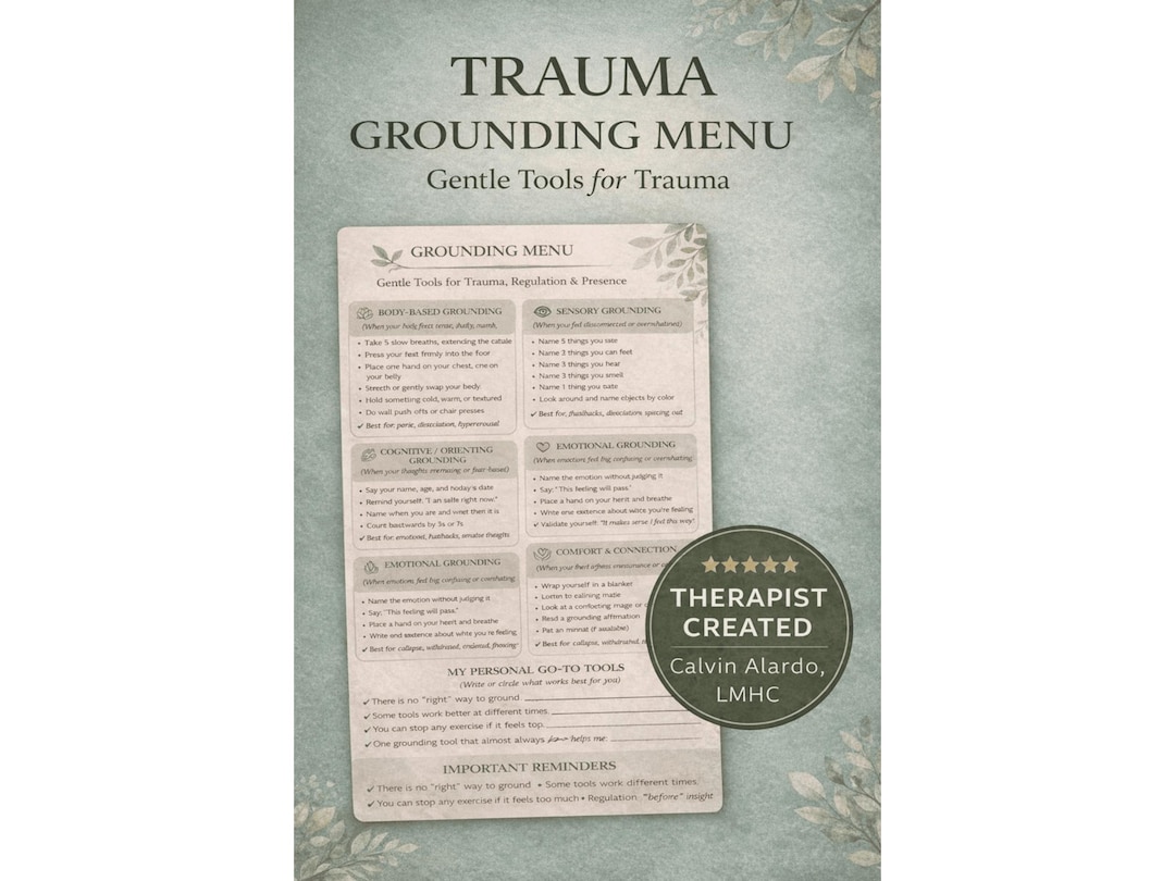 Trauma Grounding Menu | Nervous System Regulation Worksheet | PTSD ...