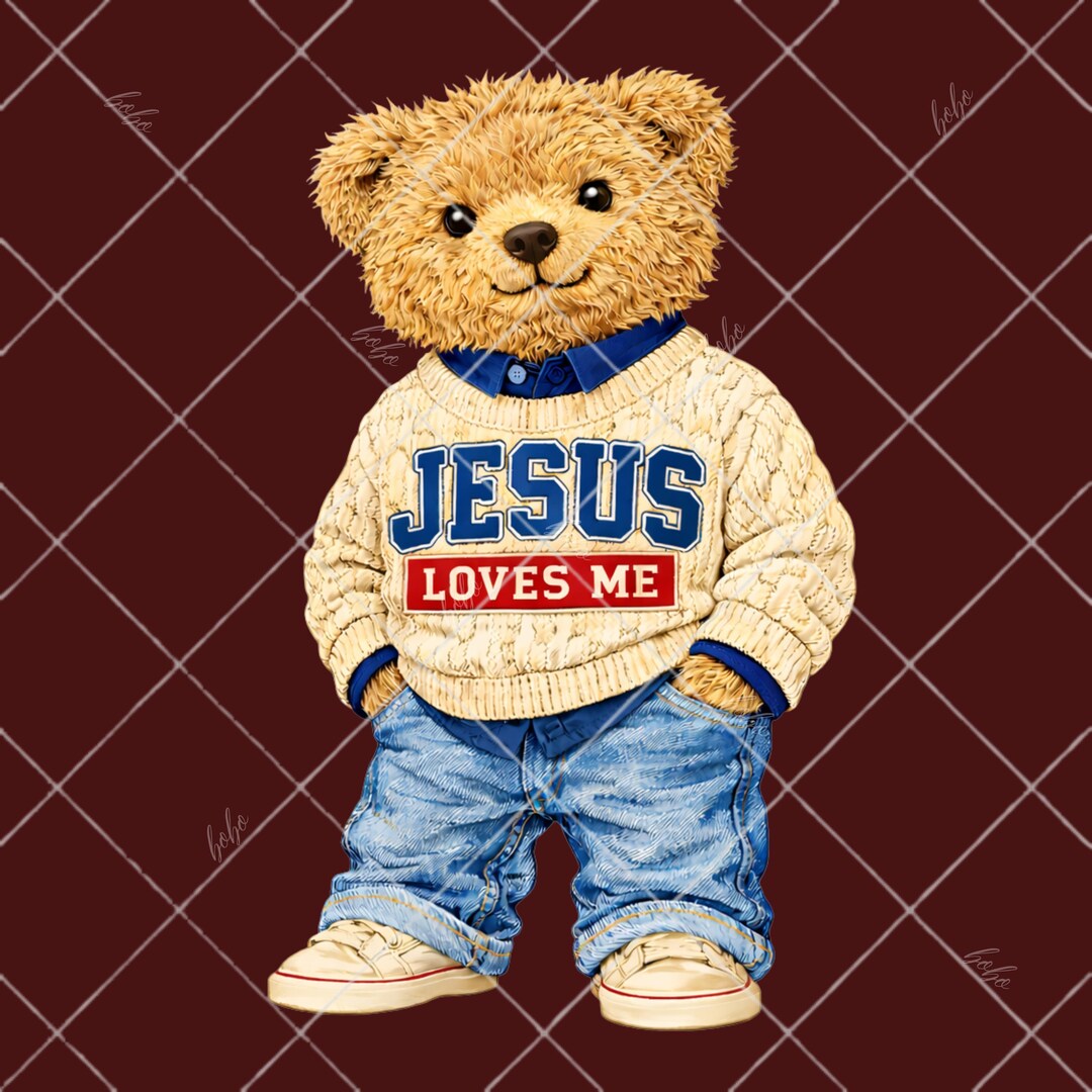 Jesus Loves Me Teddy Bear PNG, Cute Christian Valentine Design, Girly ...