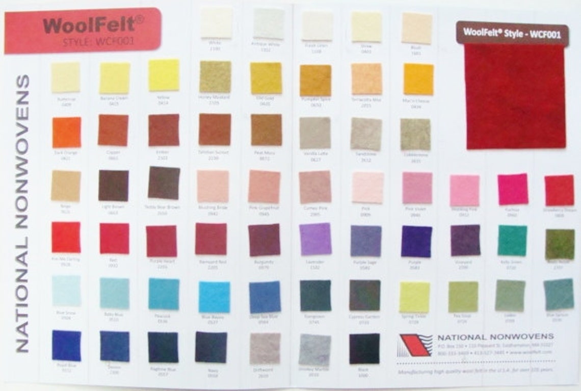 Wool Blend Felt Color Cards by National Nonwovens Wool Felt | Etsy