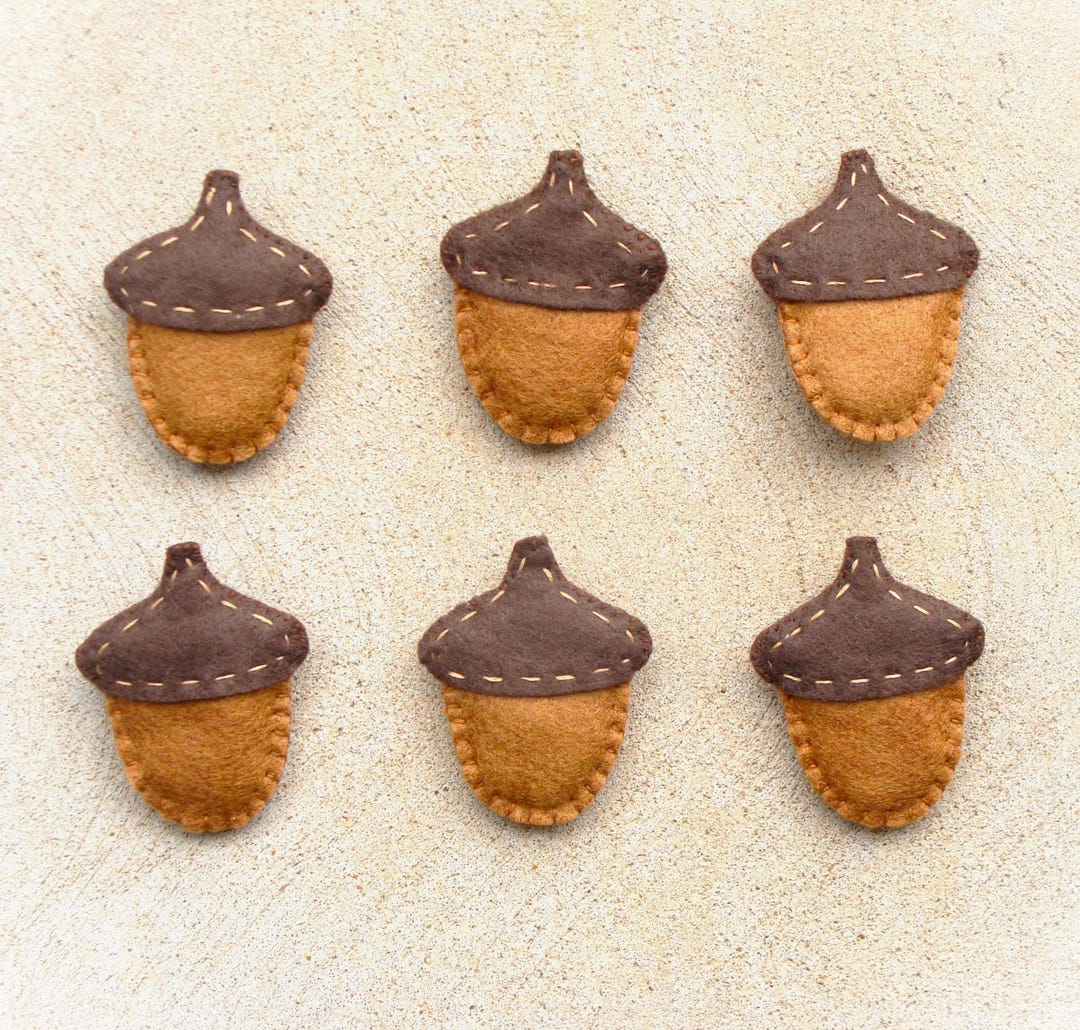 Make 6 DIY Felt Acorn Ornament Kit: Stitch & Stuff Hand Sewing Required ...