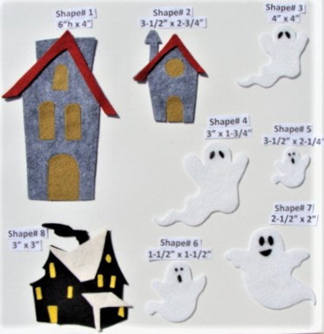 Die Cut Felt Halloween Haunted Houses/ghosts-wool Blend Felt- U Choose ...
