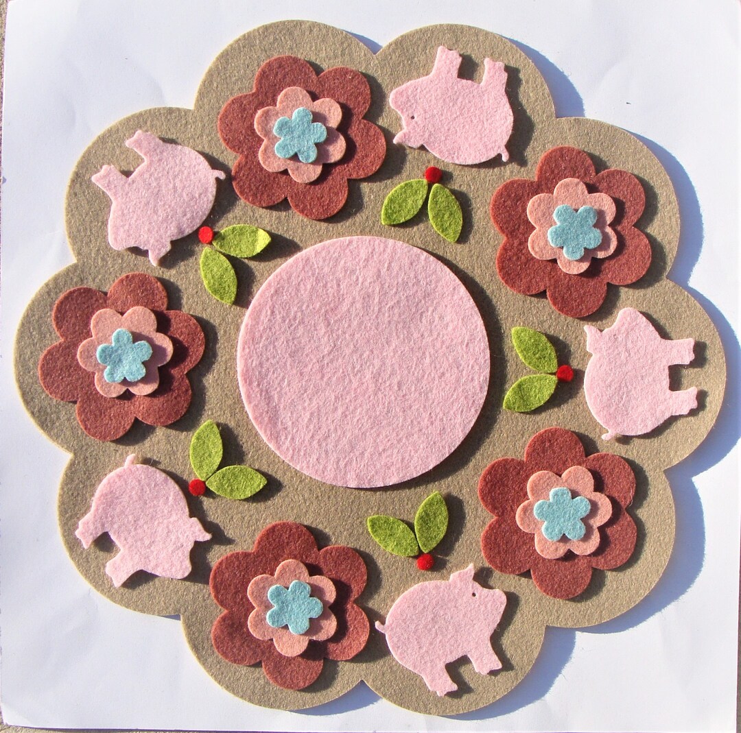 When Pigs Fly Candle Mat Kit 12" Round Edge Mats DIY Die Cuts Wool ...