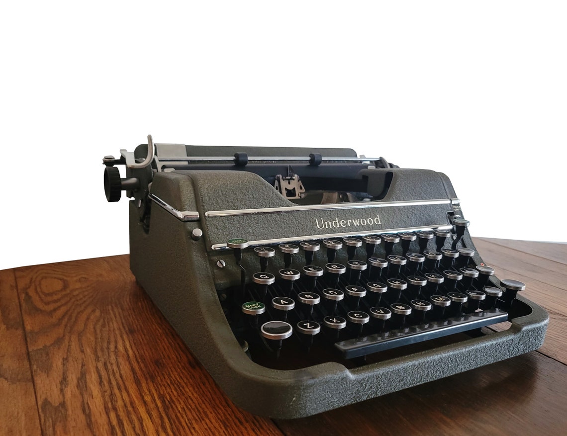 Vintage Typewriter Underwood Champion 1930s Typewriter Olive Green With ...