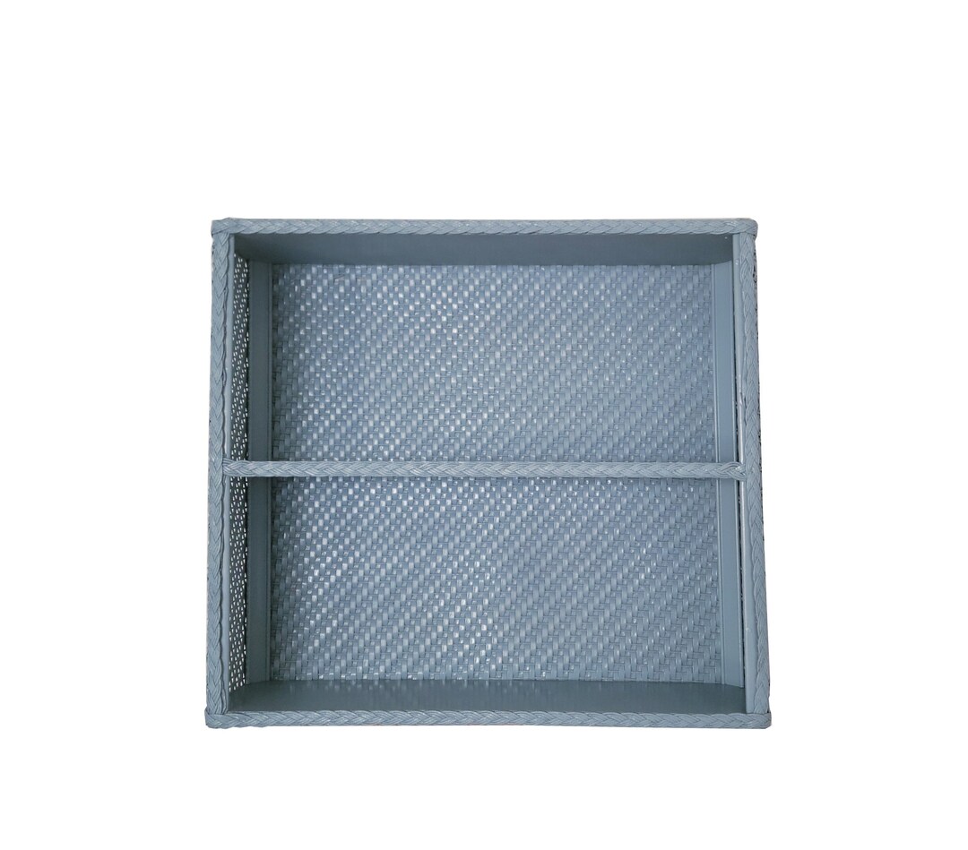 Vintage Shelf Wicker Two Tier Wall Shelf Decor Blue With Braided ...