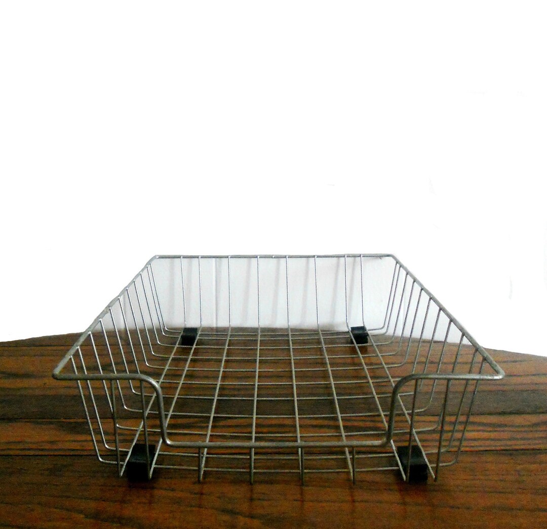 Vintage Industrial Wire Basket - Office Supply - File Organizer - Mid ...