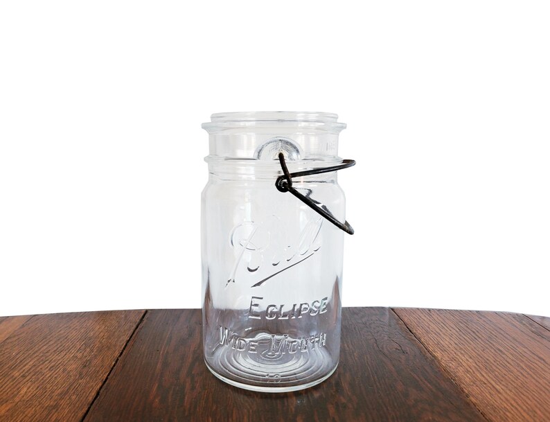 Vintage Ball Jar Clear Eclipse Wide Mouth Jar With Original Glass Lid ...