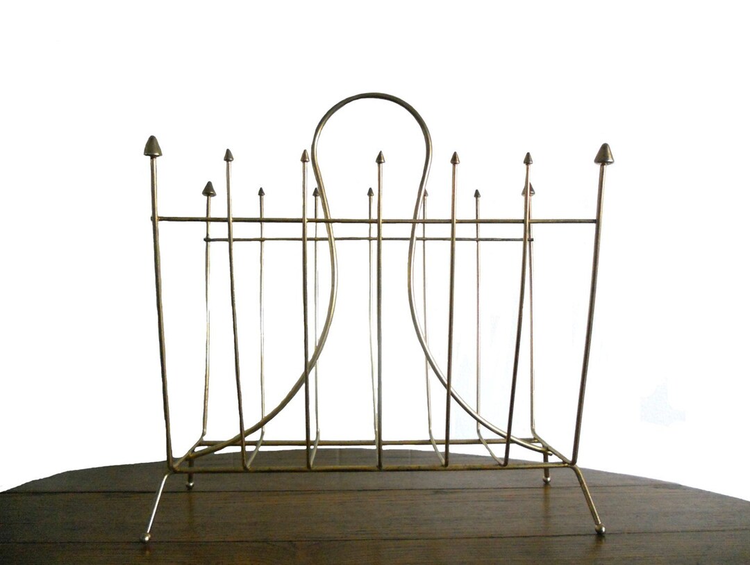 Vintage Mid Century Magazine Rack 1960s Atomic Style Brass Rack With ...