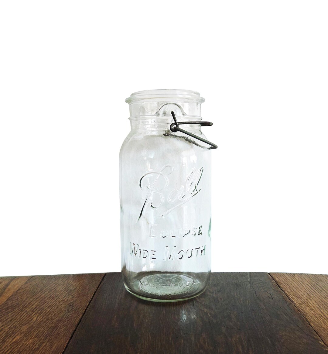 Vintage Ball Jar Large Clear Eclipse Wide Mouth Jar With Original Glass ...