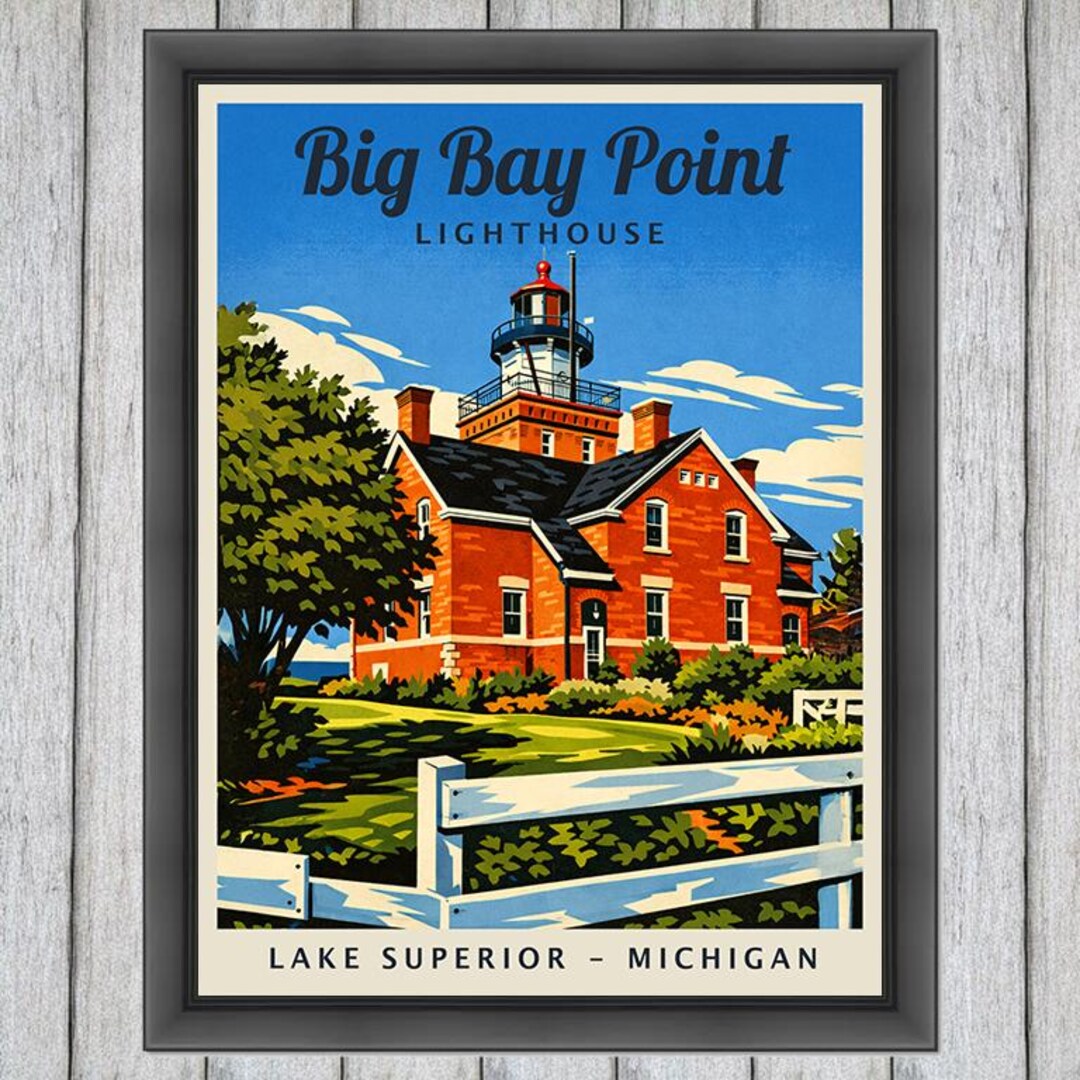 Big Bay Point Lighthouse Poster, Michigan Lighthouse Wall Art, Lake ...