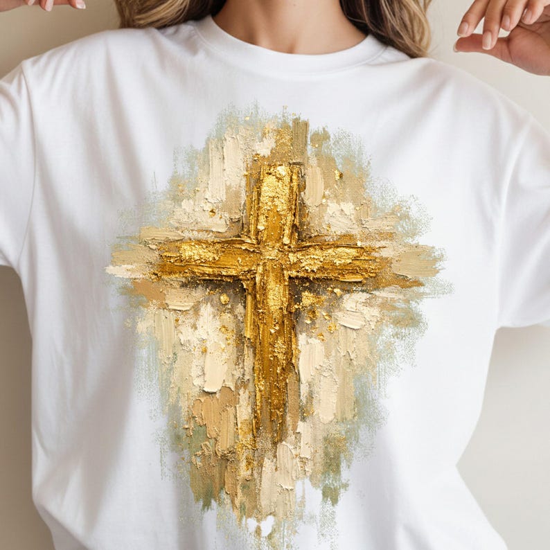 Oil Brushstroke Cross PNG, Messy Paint Christian Design, Faux Glitter ...
