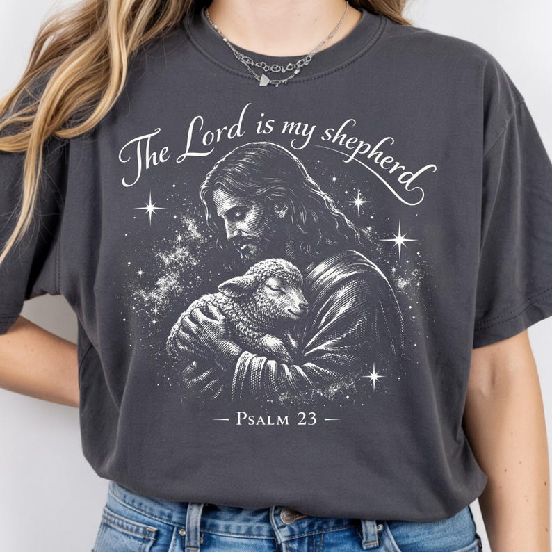 The Lord is My Shepherd PNG | Christian Easter Psalm PNG | Retro Jesus ...