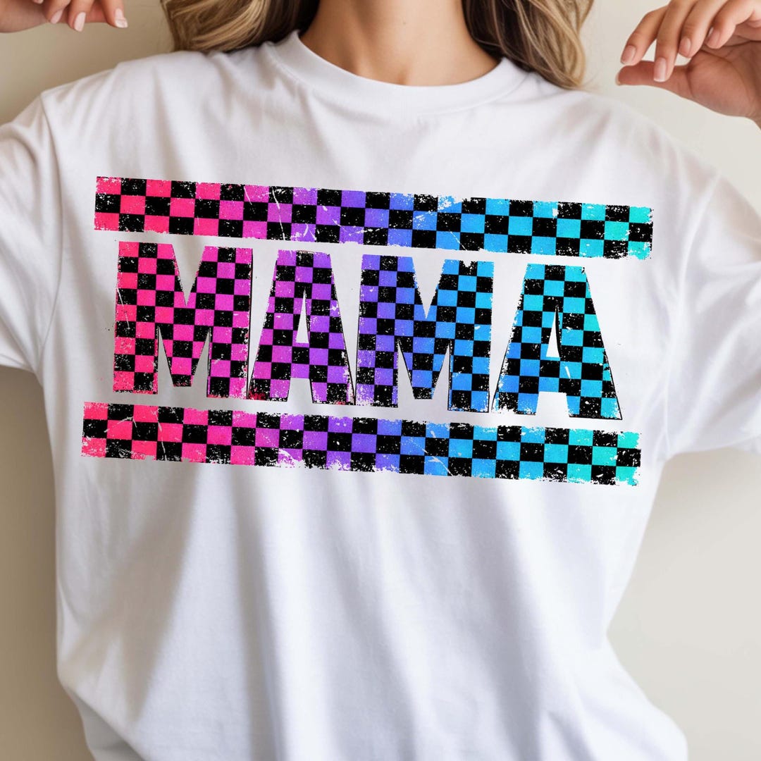 Checkered Mama PNG, Retro Mama Png, Rainbow Mama Shirt Design, Retro ...