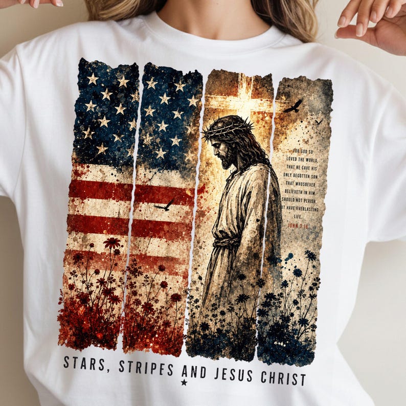 Stars and Stripes and Jesus Christ PNG, Christian Patriotic PNG, 4th of ...