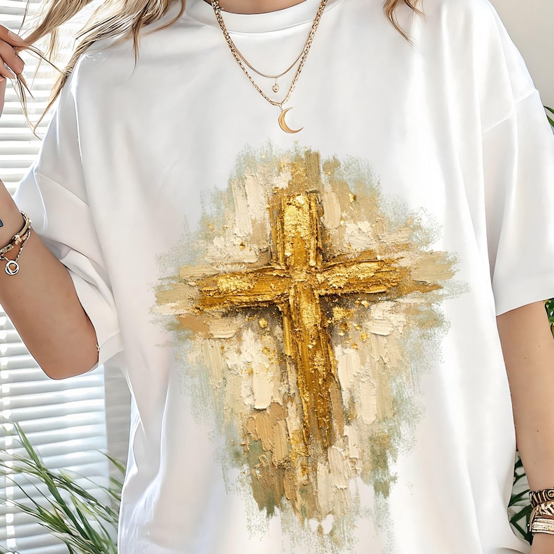 Oil Brushstroke Cross PNG, Messy Paint Christian Design, Faux Glitter ...