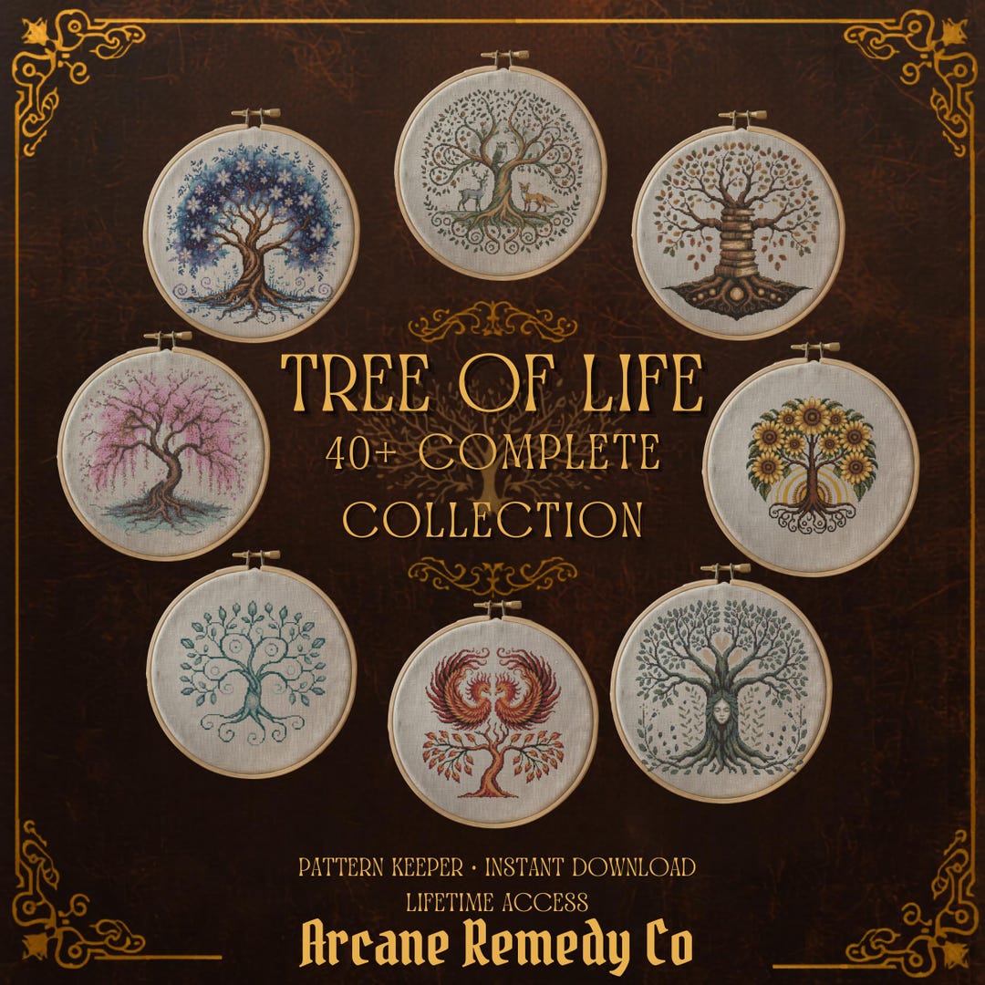 Tree of Life Cross Stitch Pattern Bundle 40+ Celtic Nature Embroidery ...