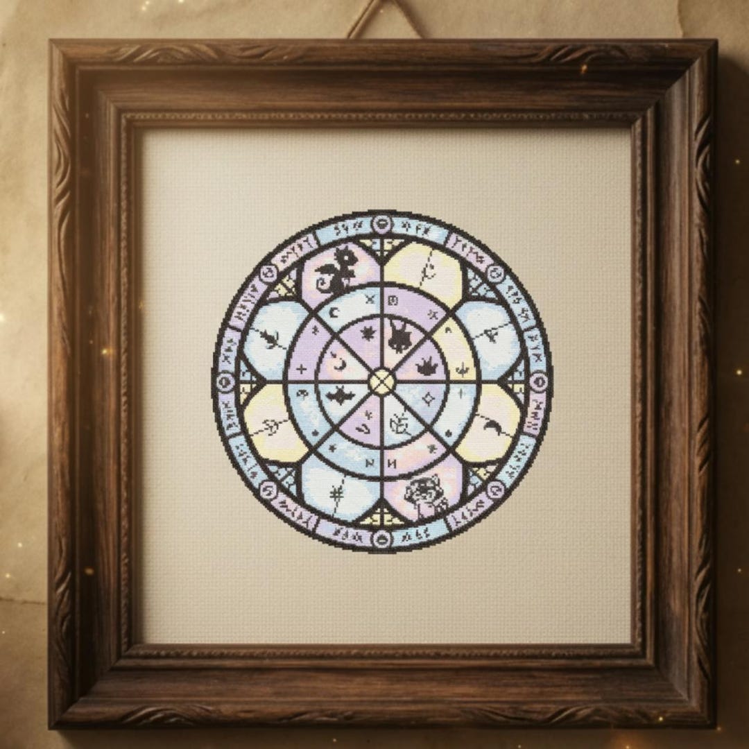 Arcane Magic Circle Cross Stitch Pattern | Spell Wheel Sigil PDF ...