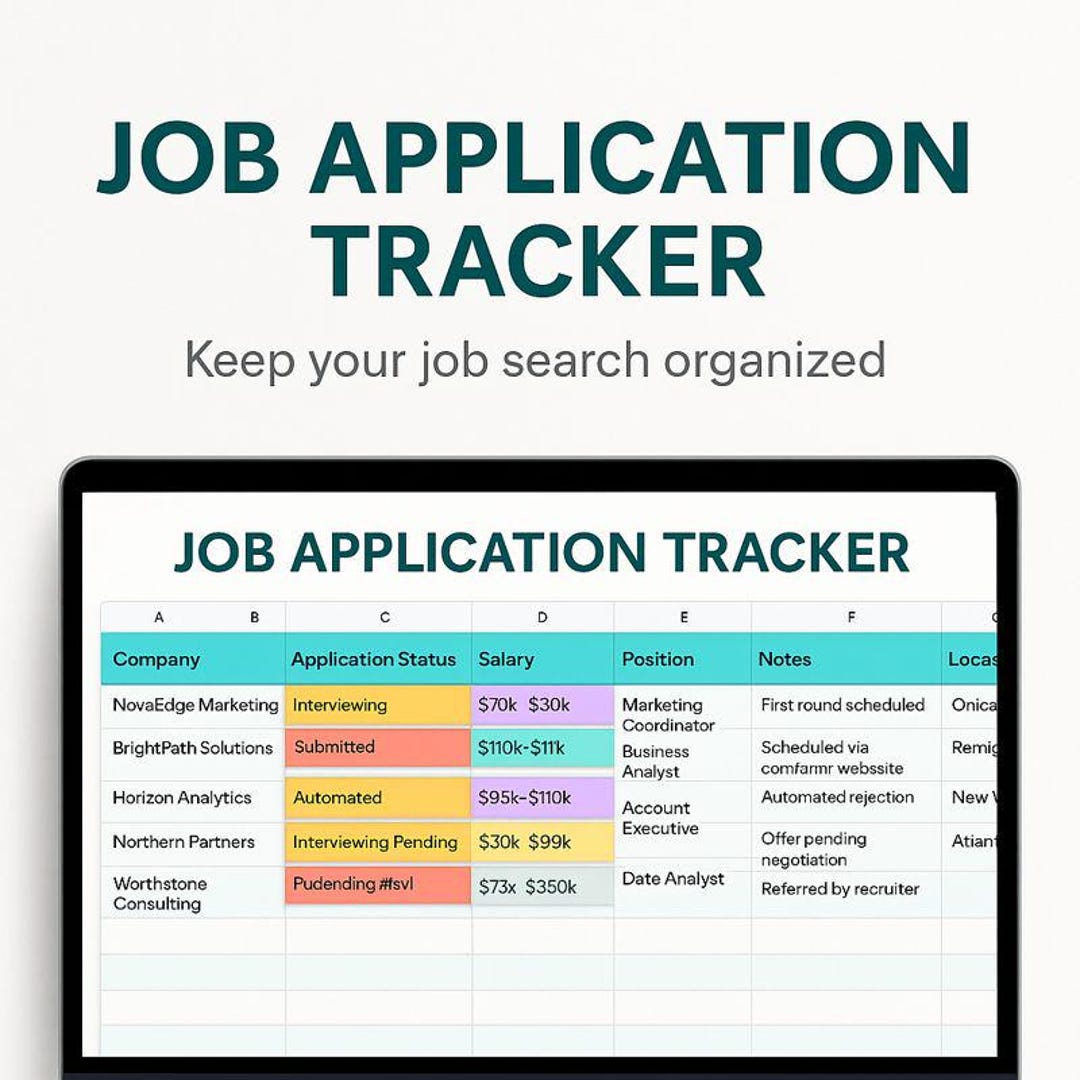 Google Sheets Job Application Tracker | Resume Organizer (digital ...