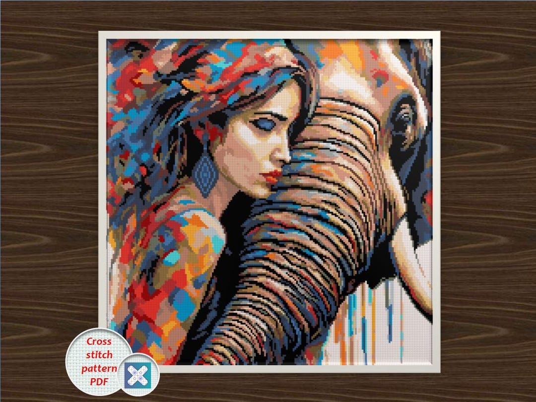 Woman and Elephant Cross Stitch Pattern: Pattern Keeper Compatible (PDF ...
