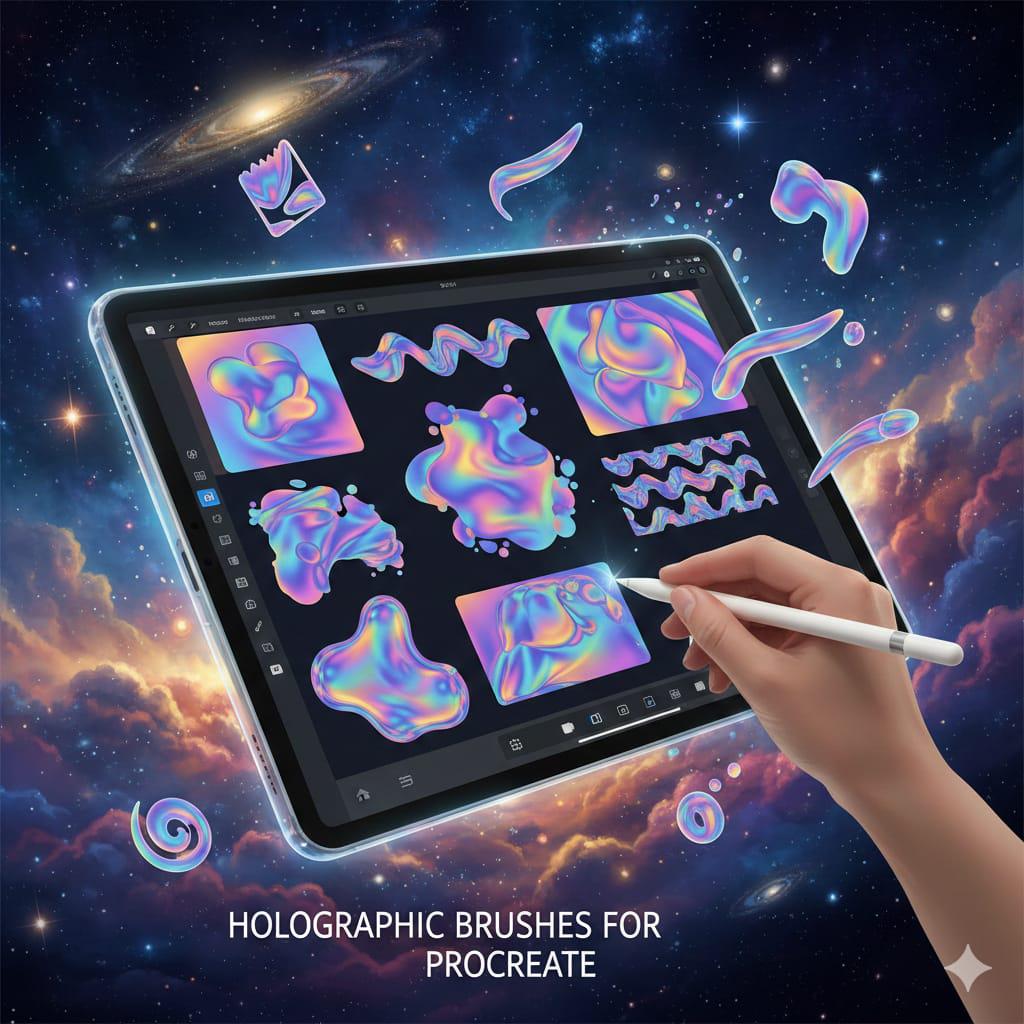 Holographic Procreate Brushes, Sparkle & Glitter Brush Set, Rainbow ...