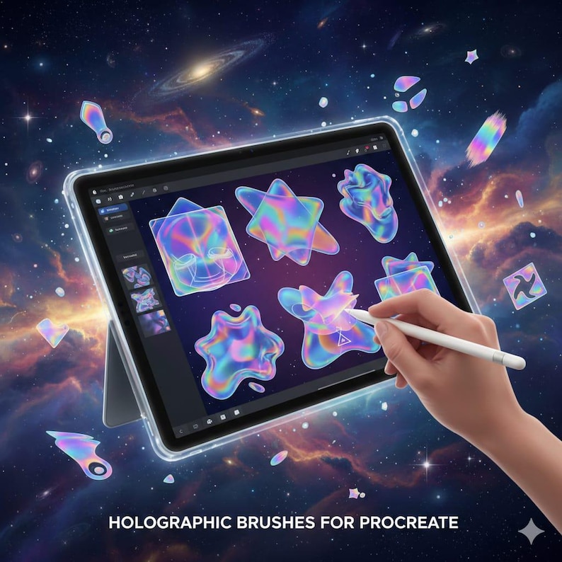 Holographic Procreate Brushes, Sparkle & Glitter Brush Set, Rainbow ...