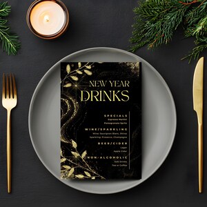 Editable New Year Menus & Place Card Template Bundle | Festive Holiday ...