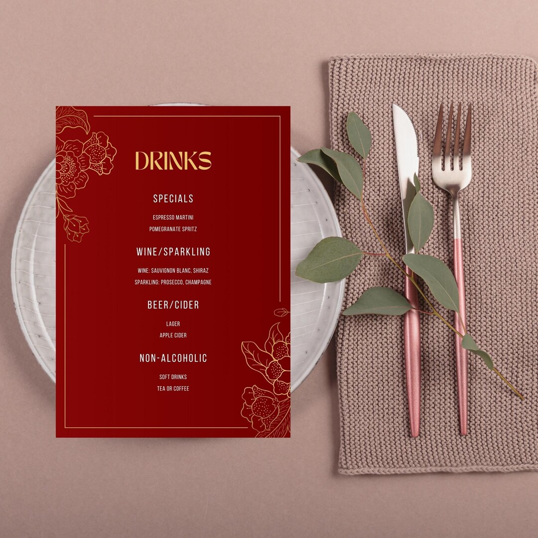 Editable New Year Menus & Place Card Template Bundle | Festive Holiday ...