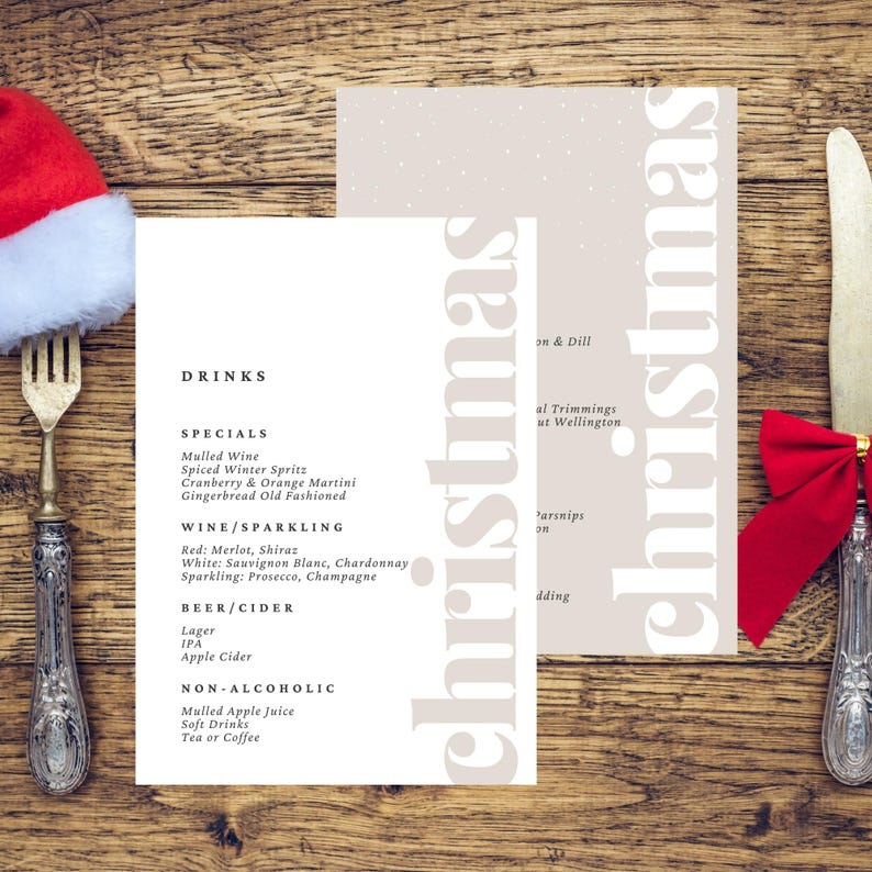 Editable Christmas Menu Template Bundle | Festive Holiday Party ...