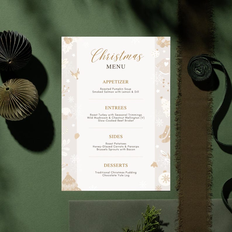 Editable Christmas Menu Template Bundle | Festive Holiday Party ...
