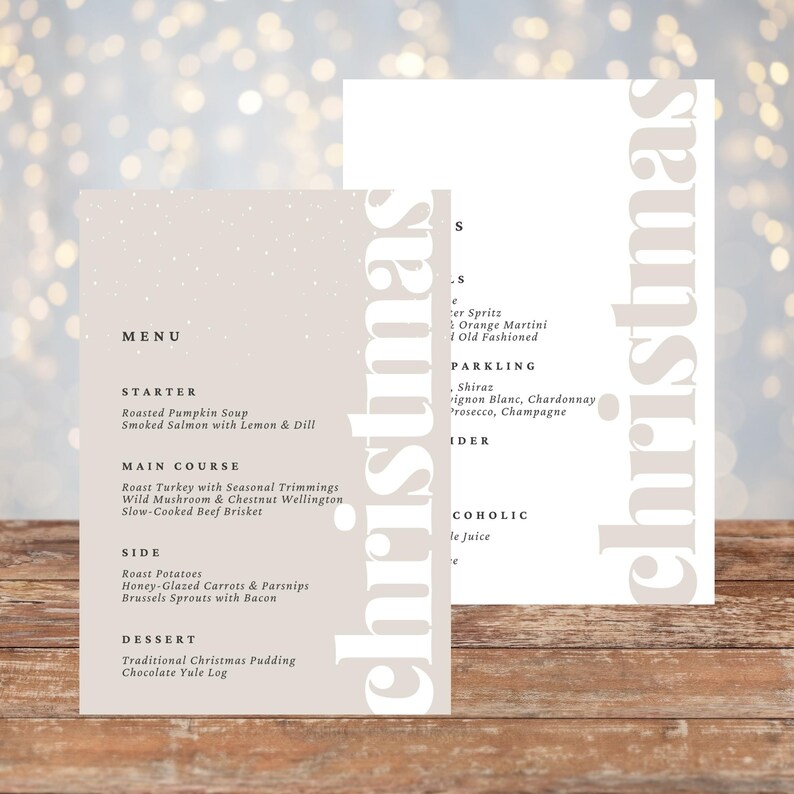 Editable Christmas Menu Template Bundle | Festive Holiday Party ...