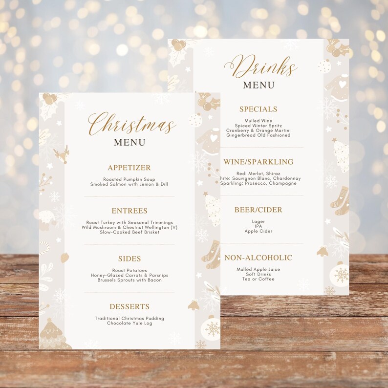 Editable Christmas Menu Template Bundle | Festive Holiday Party ...