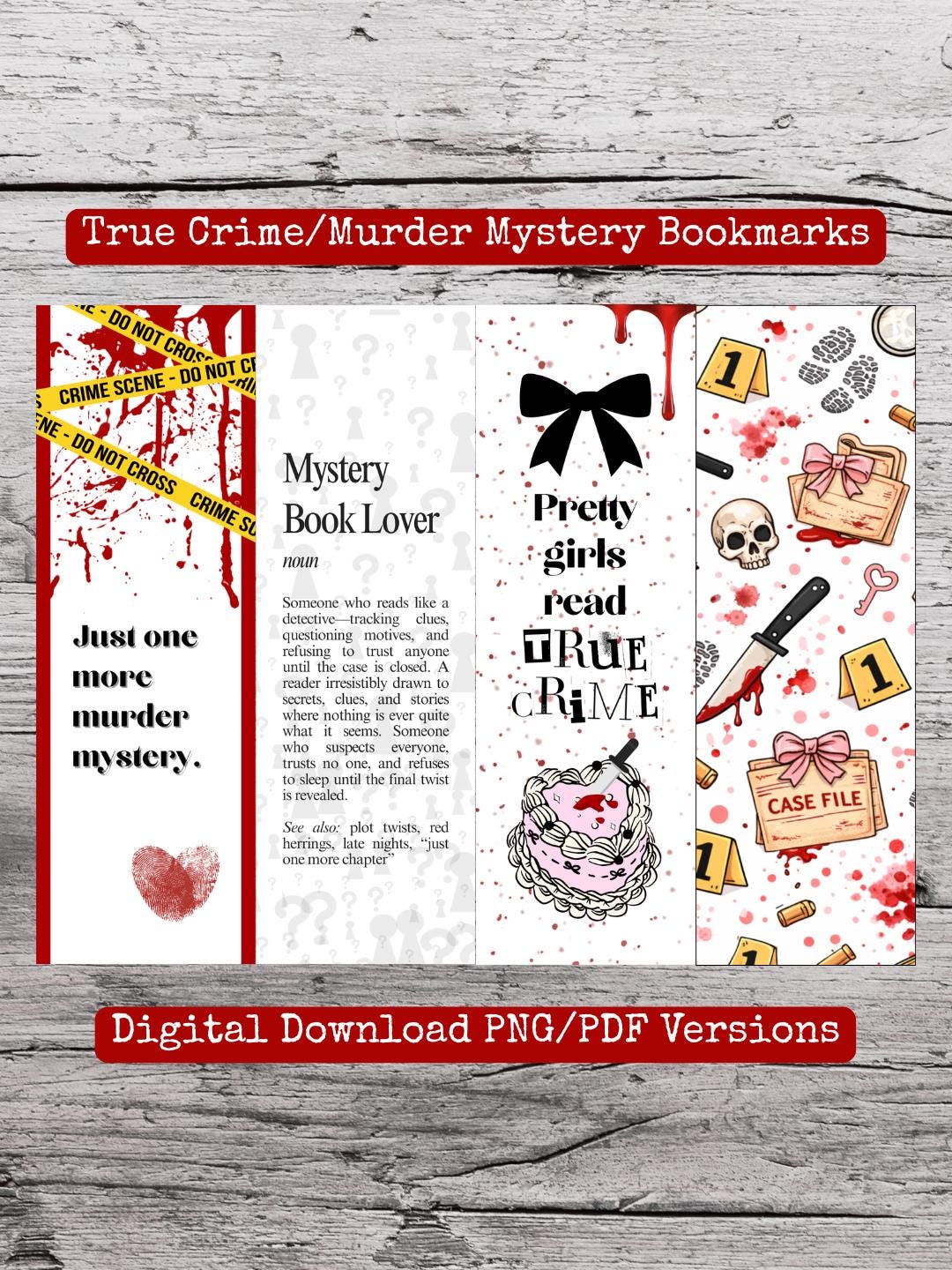 True Crime Murder Mystery Thriller Bookmarks Digital Download - Etsy