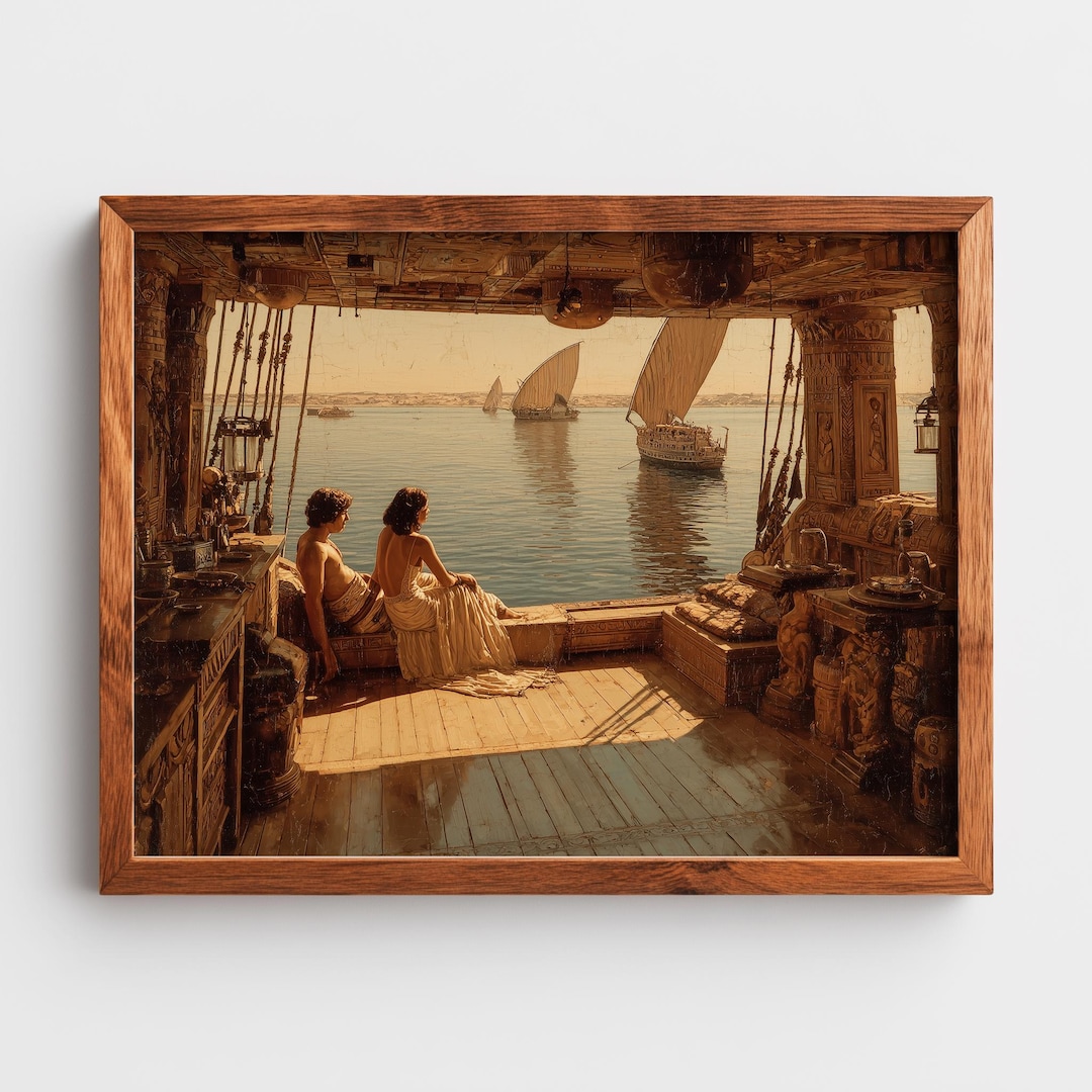 Julius Caesar & Cleopatra Art Print – Renaissance Ship Scene (digital ...