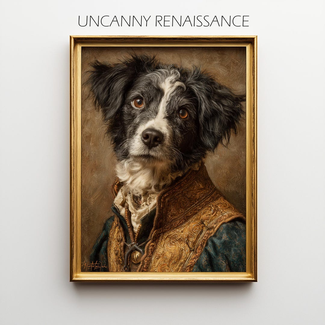 Vintage Border Collie Portrait, Renaissance Style Printable Wall Art ...