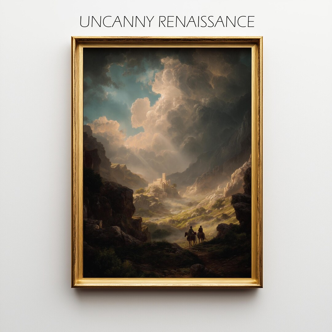 Moody Renaissance Landscape Painting, Printable Wall Art With Dramatic ...