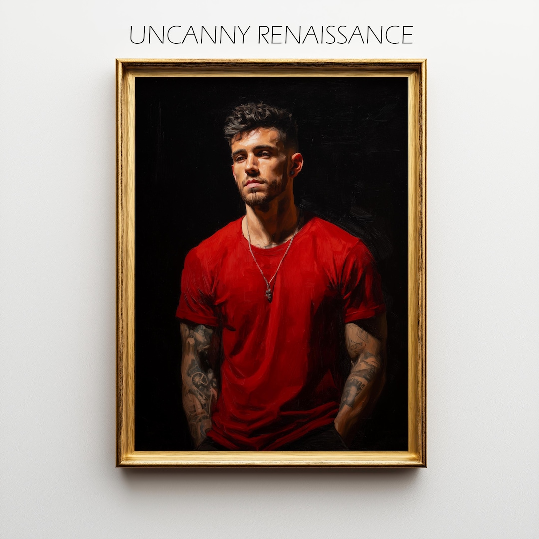 Printable Modern Tattooed Man Portrait - Moody Art Wall Decor With ...