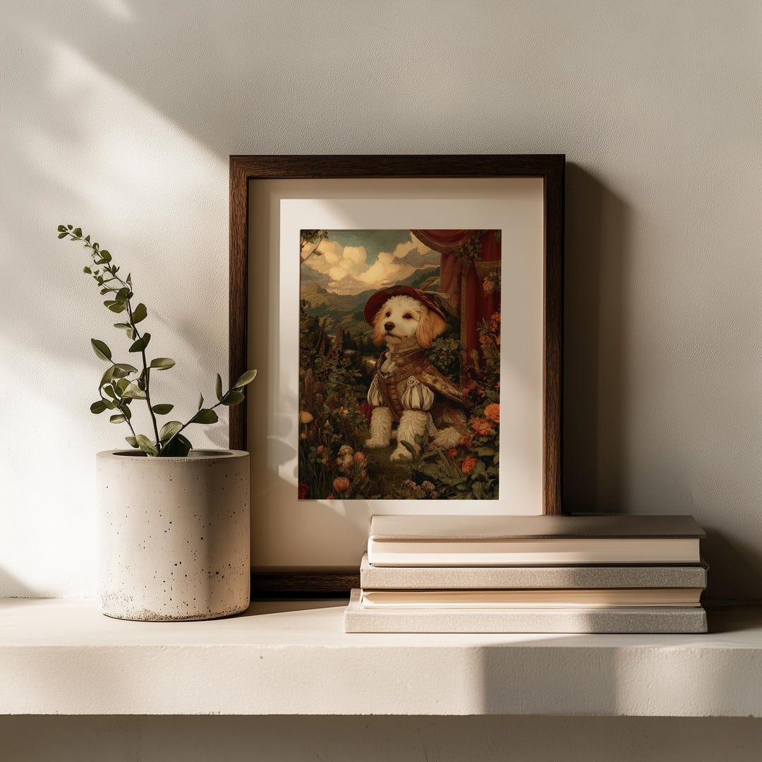 Renaissance Dog Printable Art - Charming Dog in Classical Attire With ...