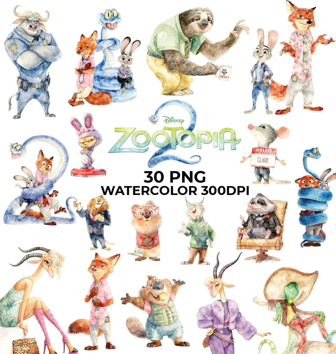 Zootopia 2 Clipart Png Unique Watercolor Characters Judy Hopps, Nick ...
